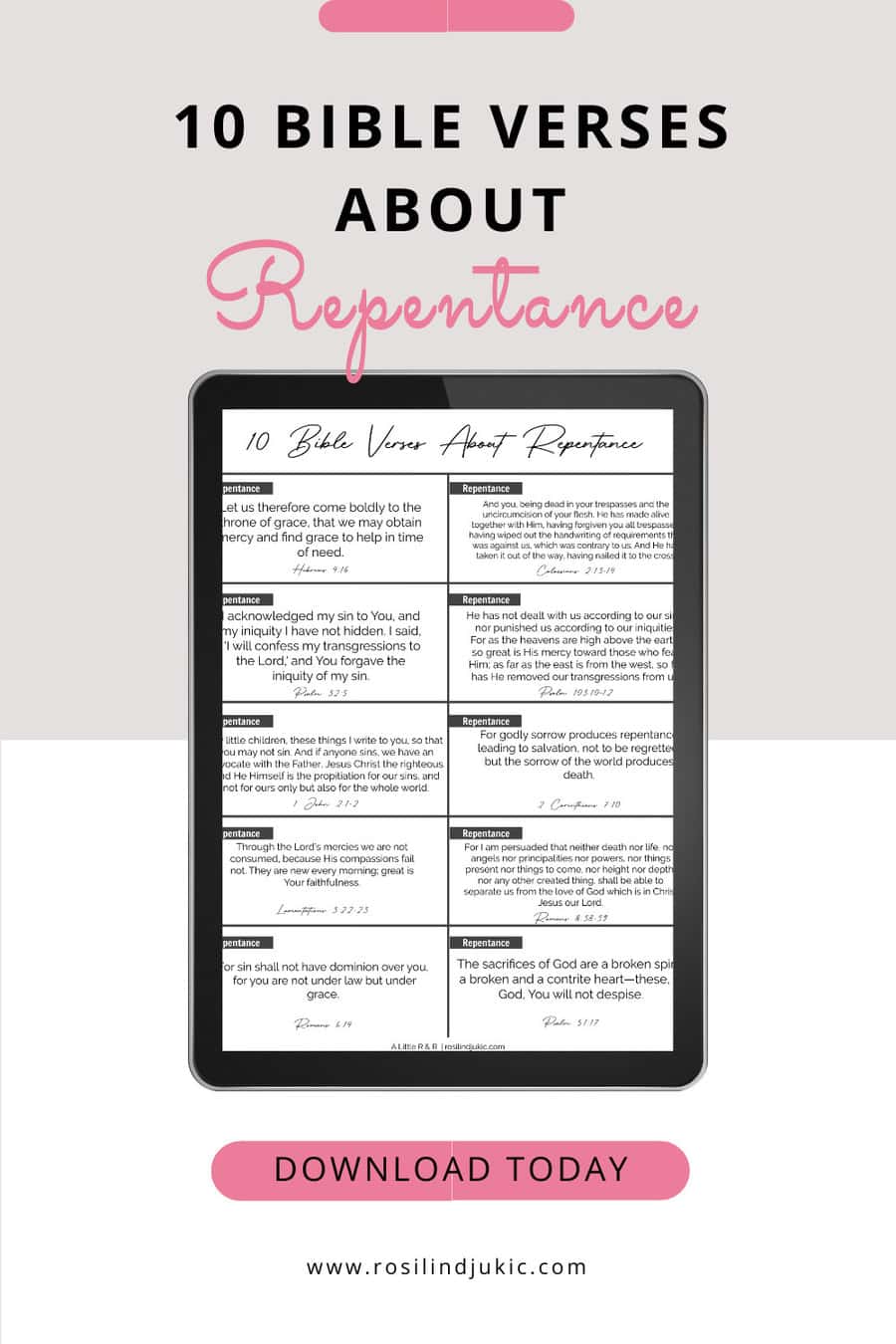 10 Bible Verses About Repentance - FREE Download! - A Little R & R